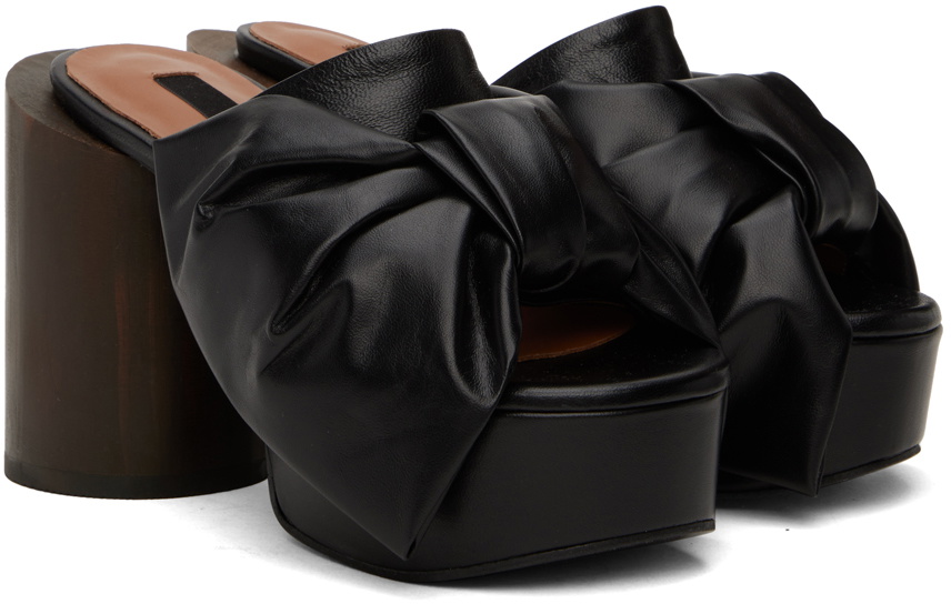 Pushbutton Black Ribbon Platform Heels Pushbutton