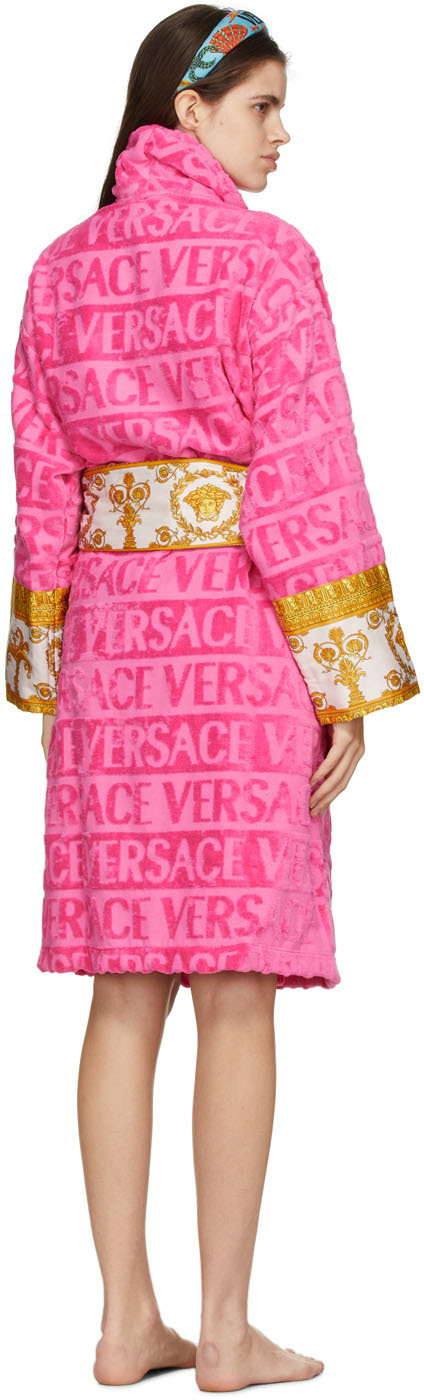 Versace Underwear Pink I Heart Baroque Bath Robe Versace Underwear