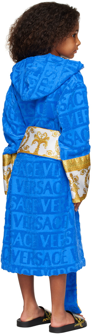 Versace Kids Blue 'I Heart Baroque' Bathrobe Versace