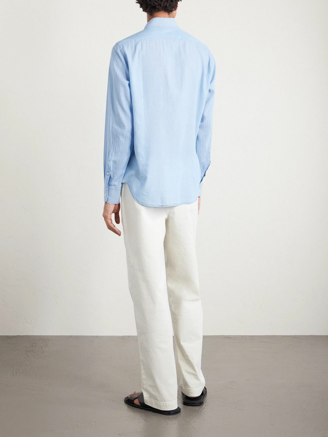 FEDELI - Sean Cotton-Chambray Shirt - Blue Fedeli