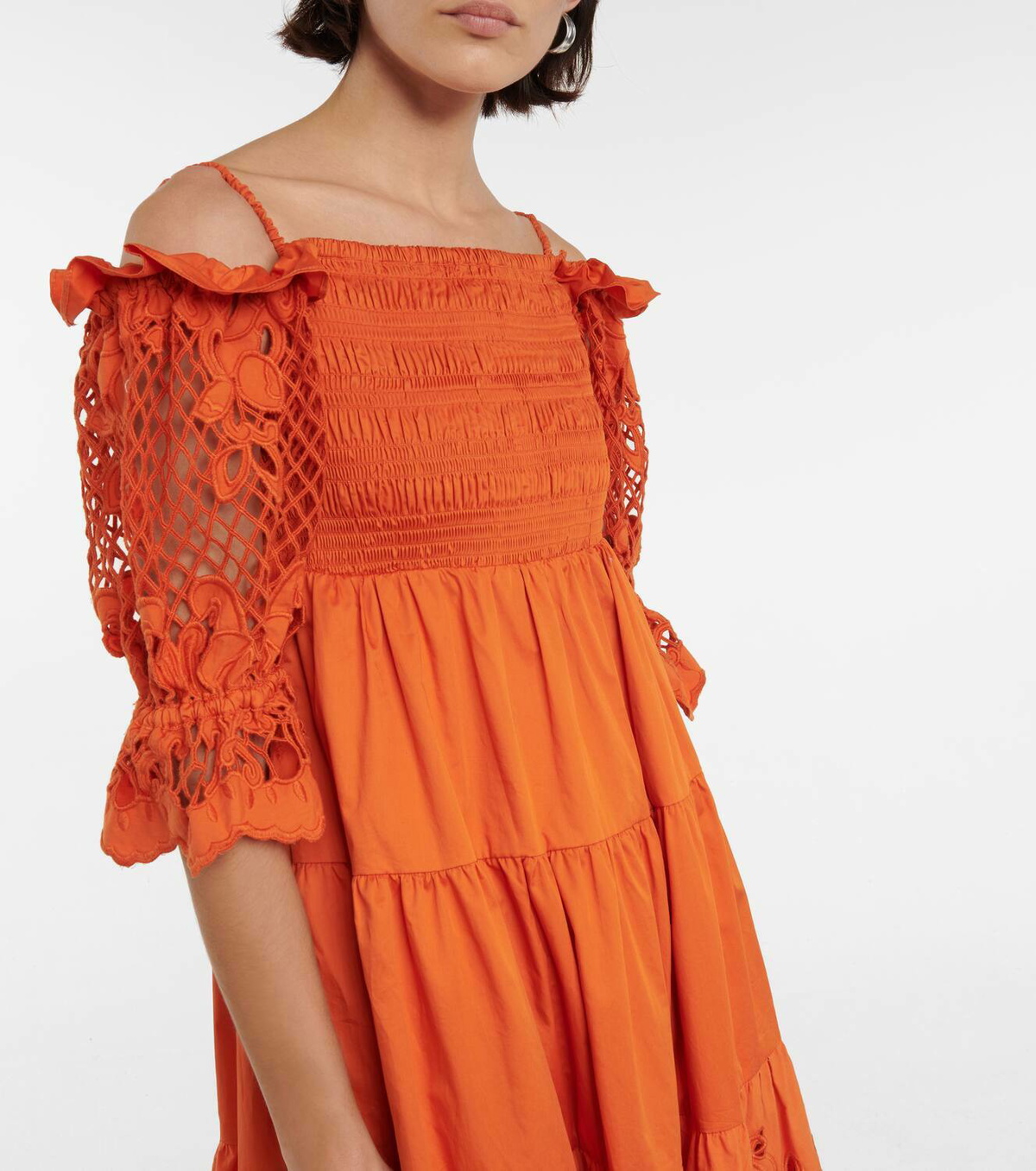 Self-Portrait Embroidered cotton poplin midi dress Self-Portrait