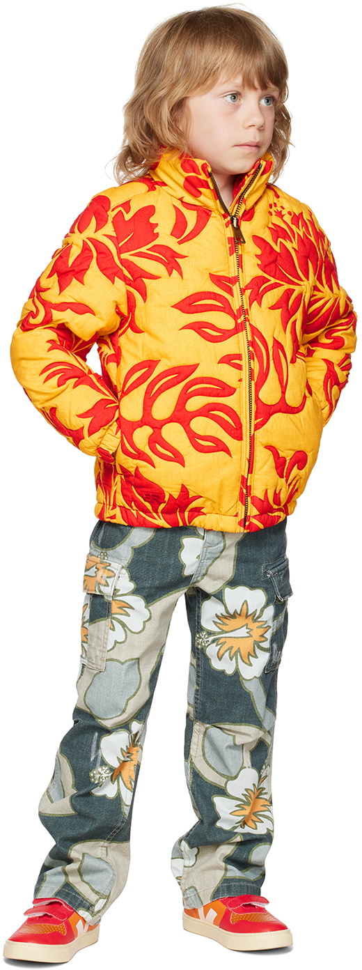 ERL Kids Orange Quilted Jacket ERL