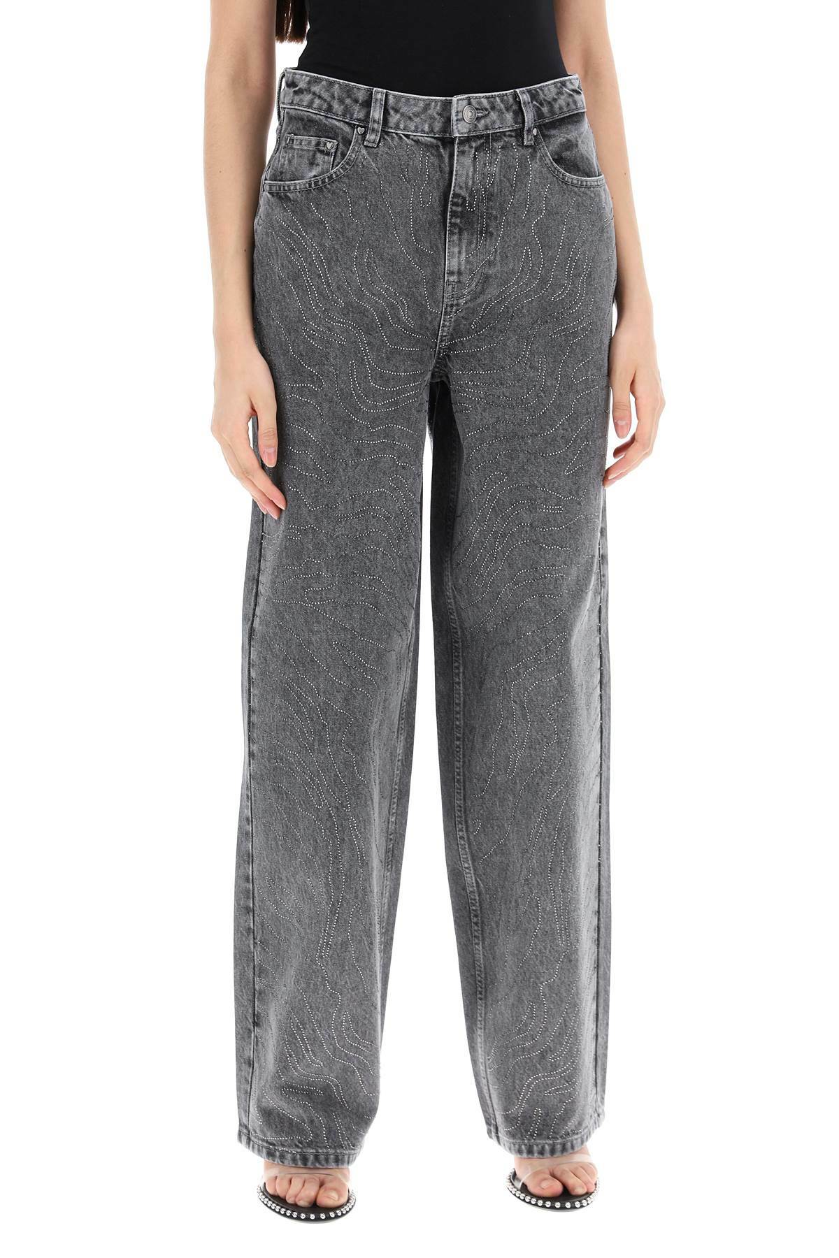 ROTATE wide leg jeans with rhinest Grey ROTATE Birger Christensen