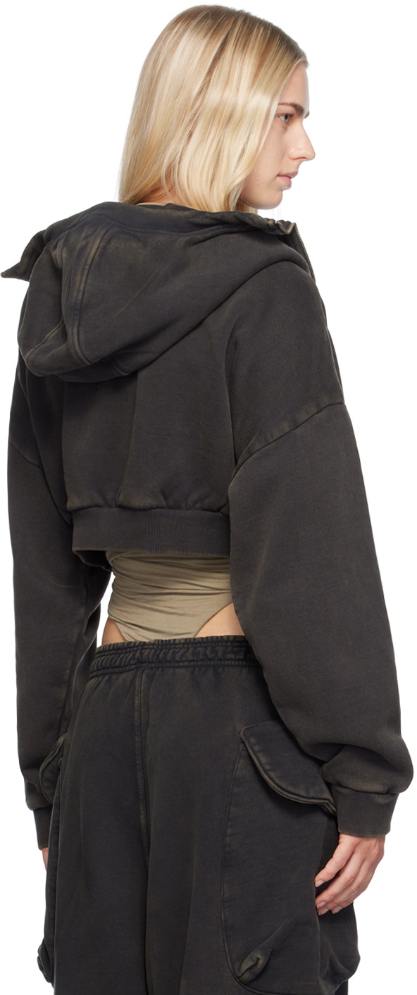Entire Studios Black Cropped Full Zip Hoodie Entire Studios