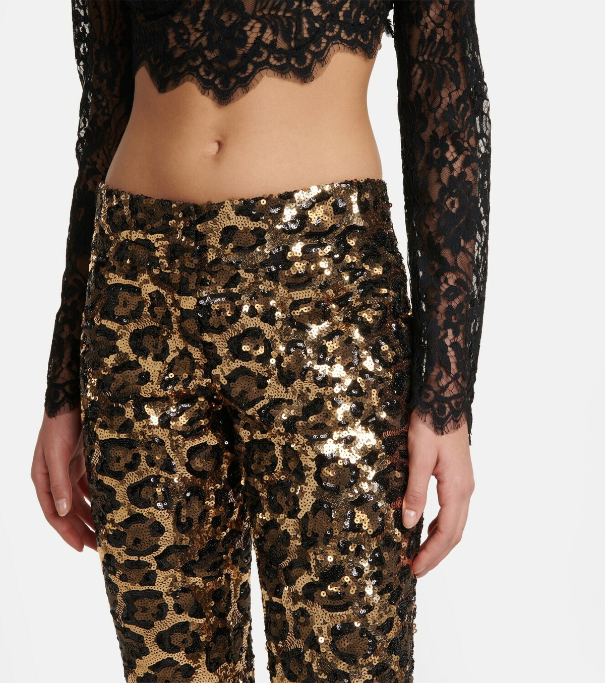 Dolce&Gabbana - Low-rise leopard-print embellished pants Dolce & Gabbana
