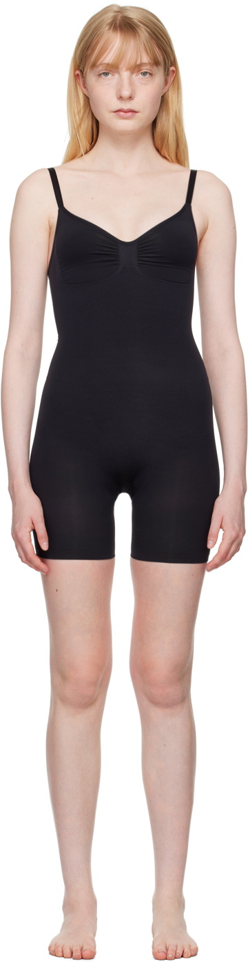 SKIMS Black Seamless Sculpt Mid Thigh Bodysuit SKIMS