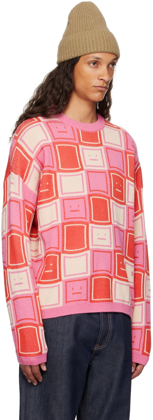 Acne Studios Pink & Beige Jacquard Sweater Acne Studios