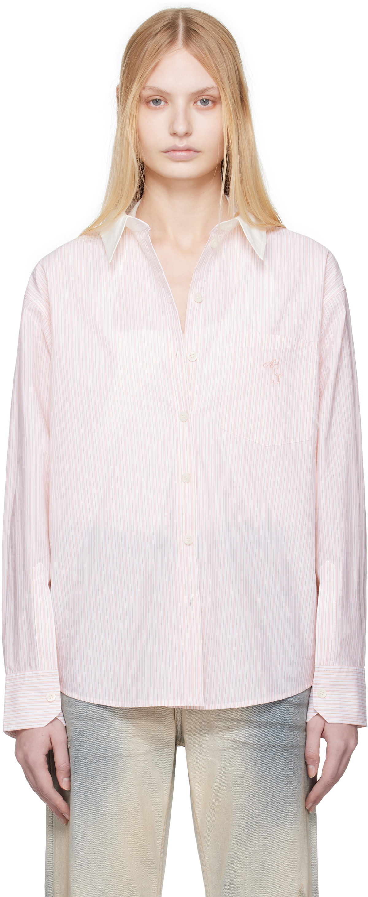 Acne Studios Pink Stripe Button-Up Shirt Acne Studios