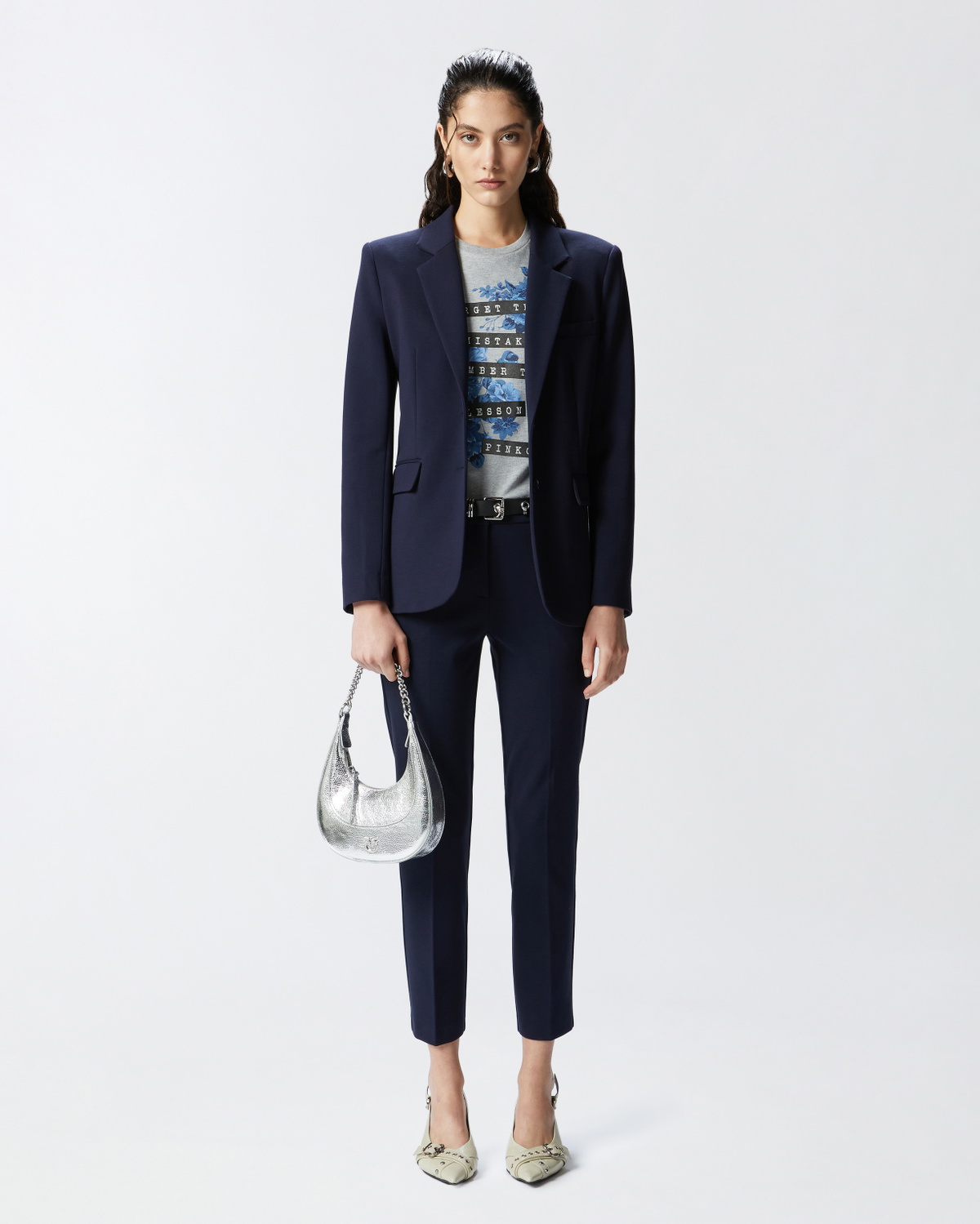 Pinko Single Breasted Blazer With Structured Shoulders Total Eclipse ...