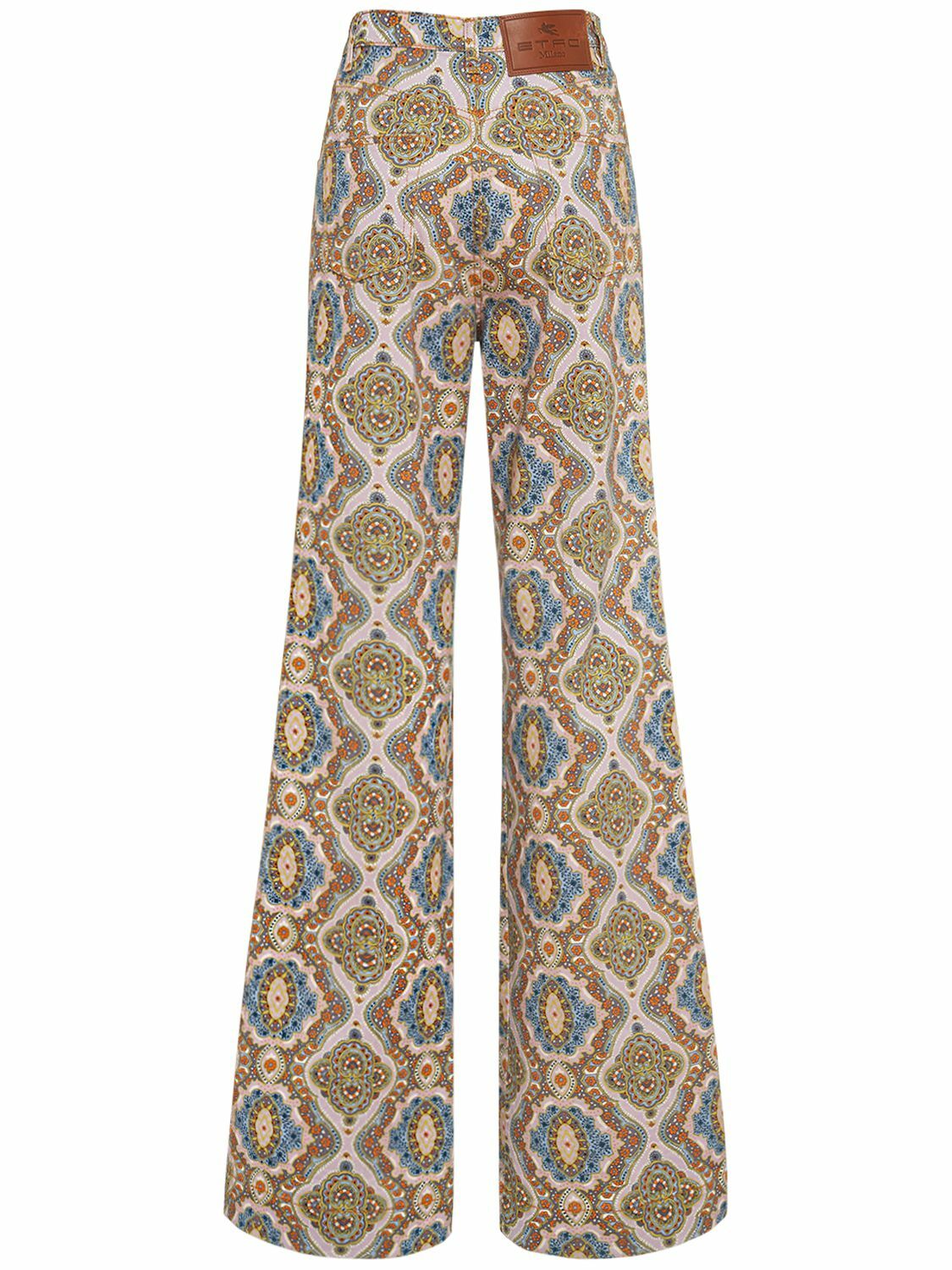 ETRO - Printed Cotton Denim Flared Jeans Etro