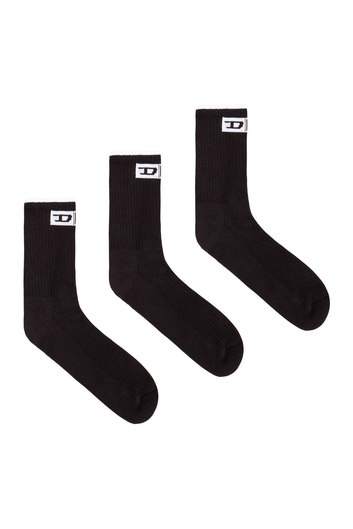 Diesel 3-pack ribbed socks with front logo - Socks Mens in Black Diesel