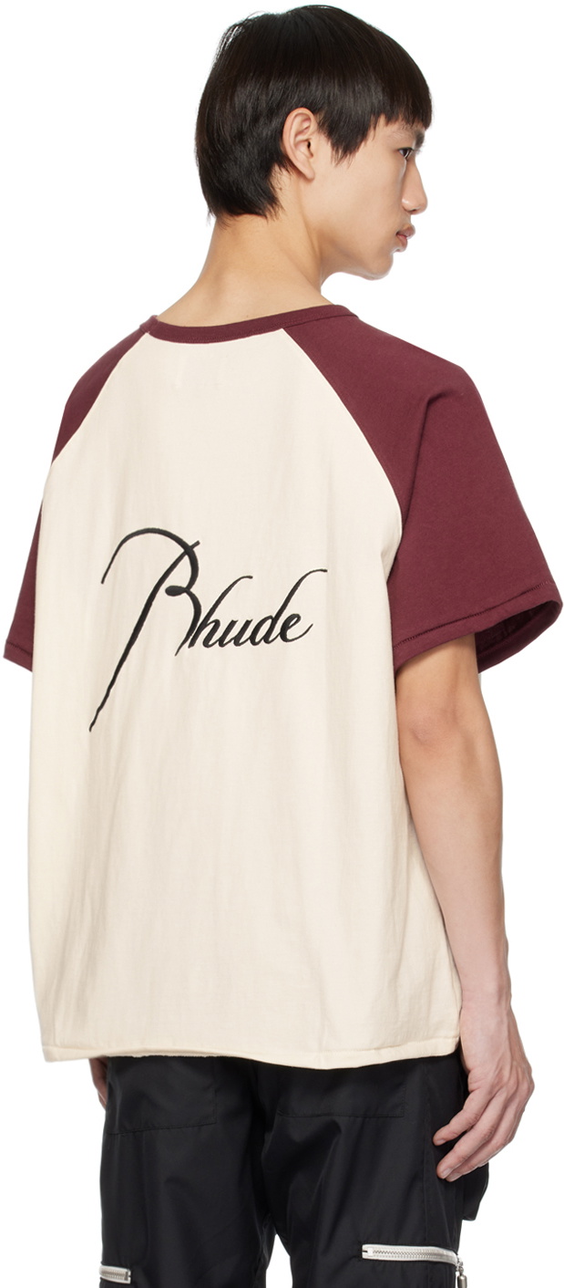 Rhude Off-White & Red Raglan T-Shirt Rhude