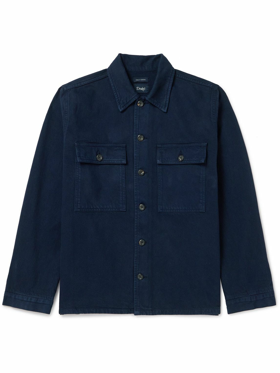 Drake's - Organic Cotton-Twill Overshirt - Blue Drake's