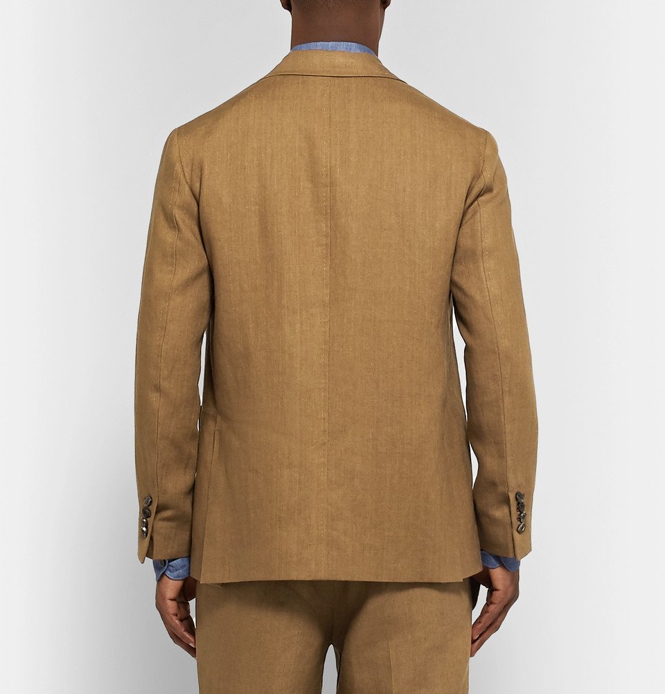 Rubinacci - Brown Double-Breasted Linen Suit Jacket - Brown Rubinacci