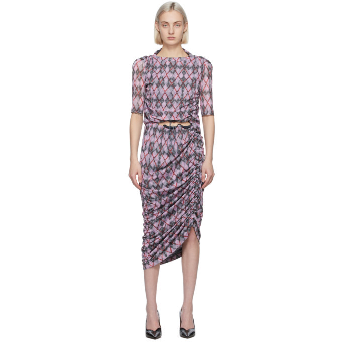 Y/Project Pink Argyle Convertible Dress Y/Project