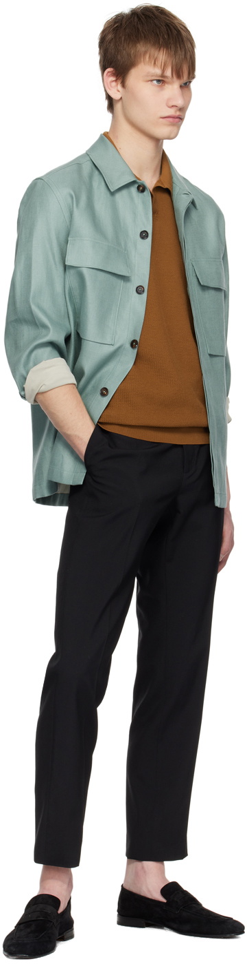 ZEGNA Brown Open Placket Polo Zegna