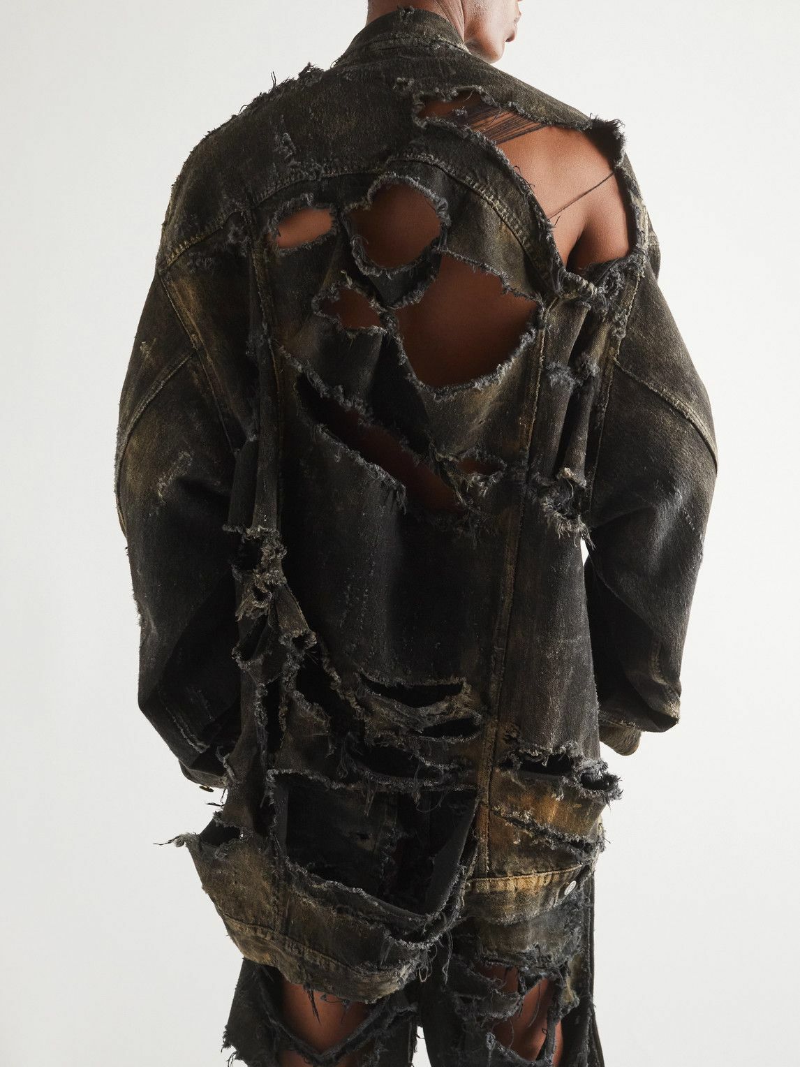 Balenciaga - Oversized Distressed Denim Jacket - Black Balenciaga