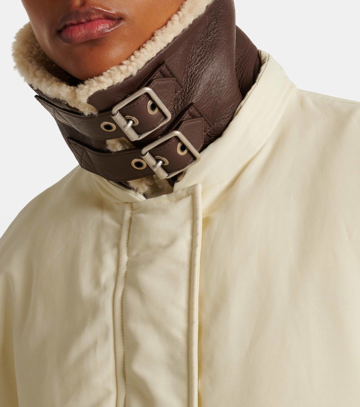 Loewe Shearling-trimmed cotton-blend puffer jacket Loewe