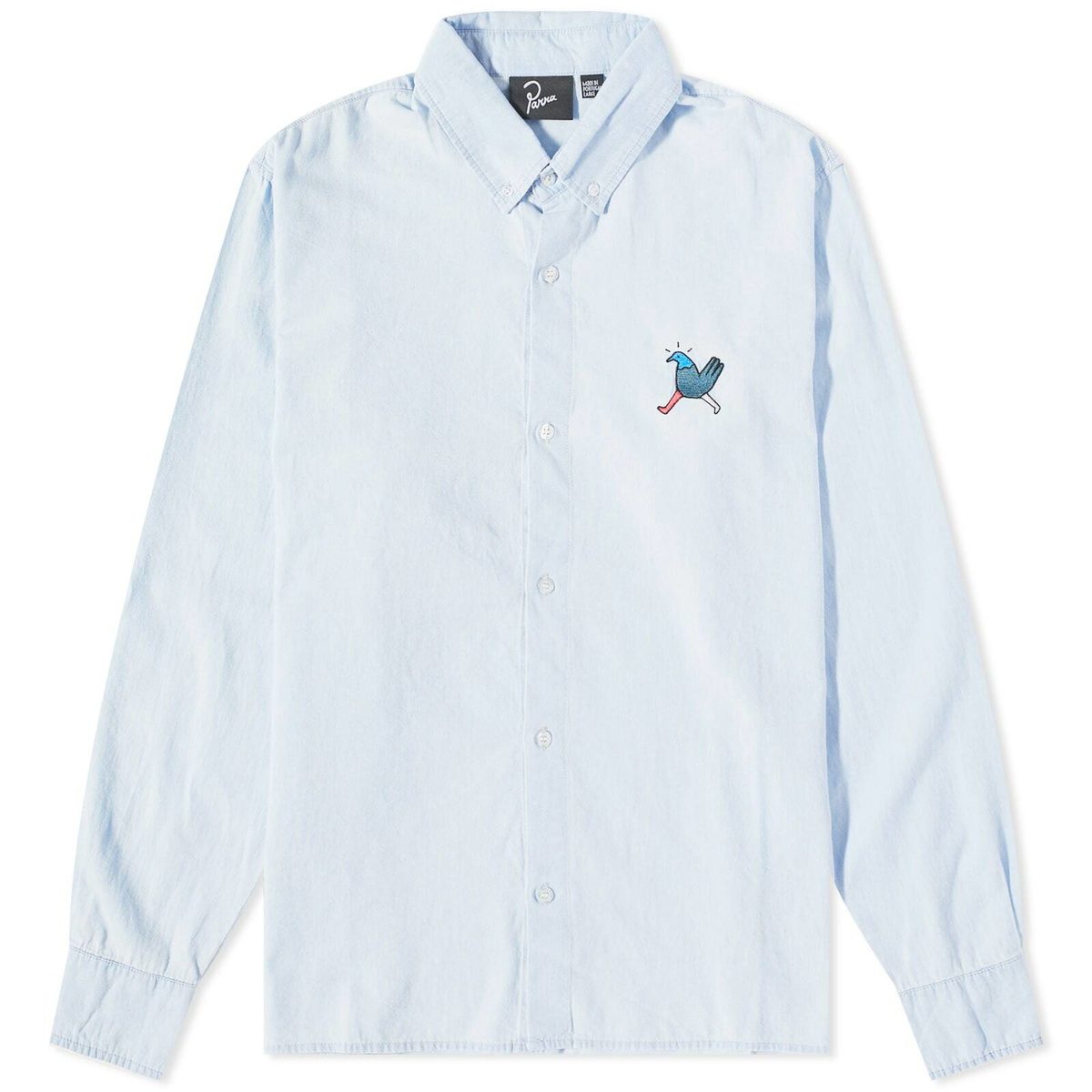 By Parra Men's Annoyed Chicken Shirt in Bleached Denim By Parra