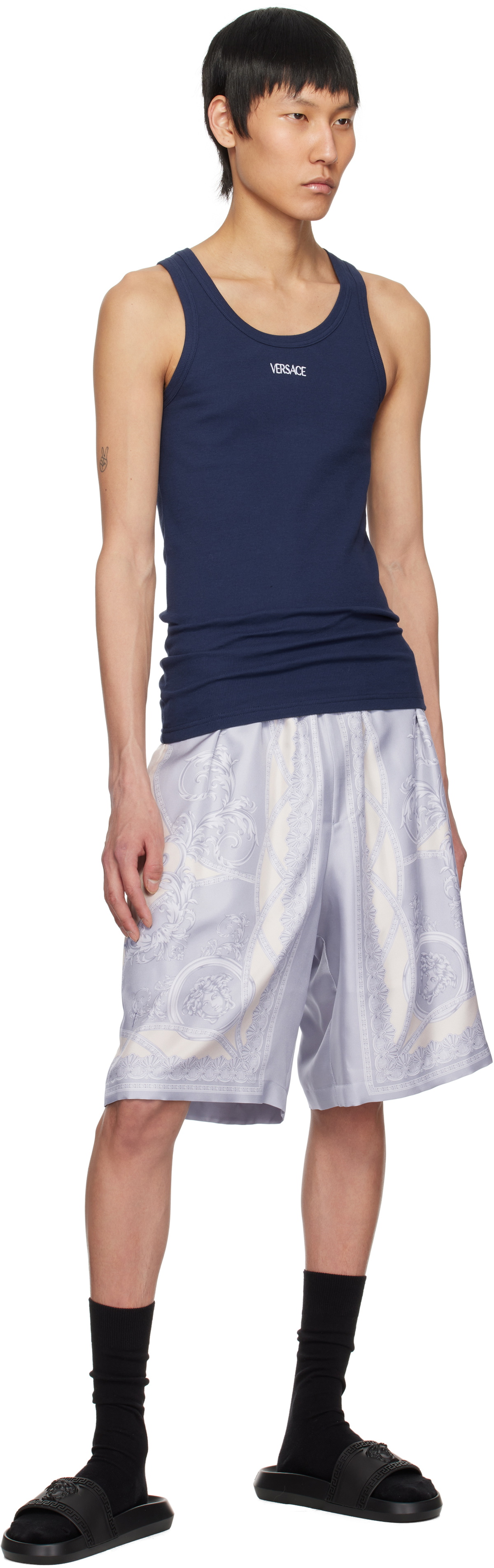 Versace Black Palazzo Pool Slides Versace