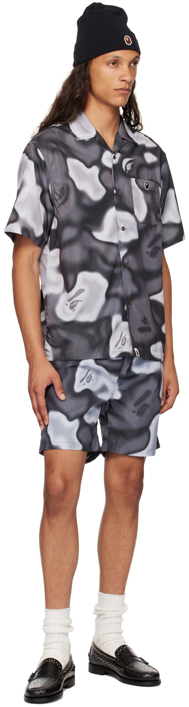 BAPE Black & Gray Liquid Camo One Point Swim Shorts A Bathing Ape