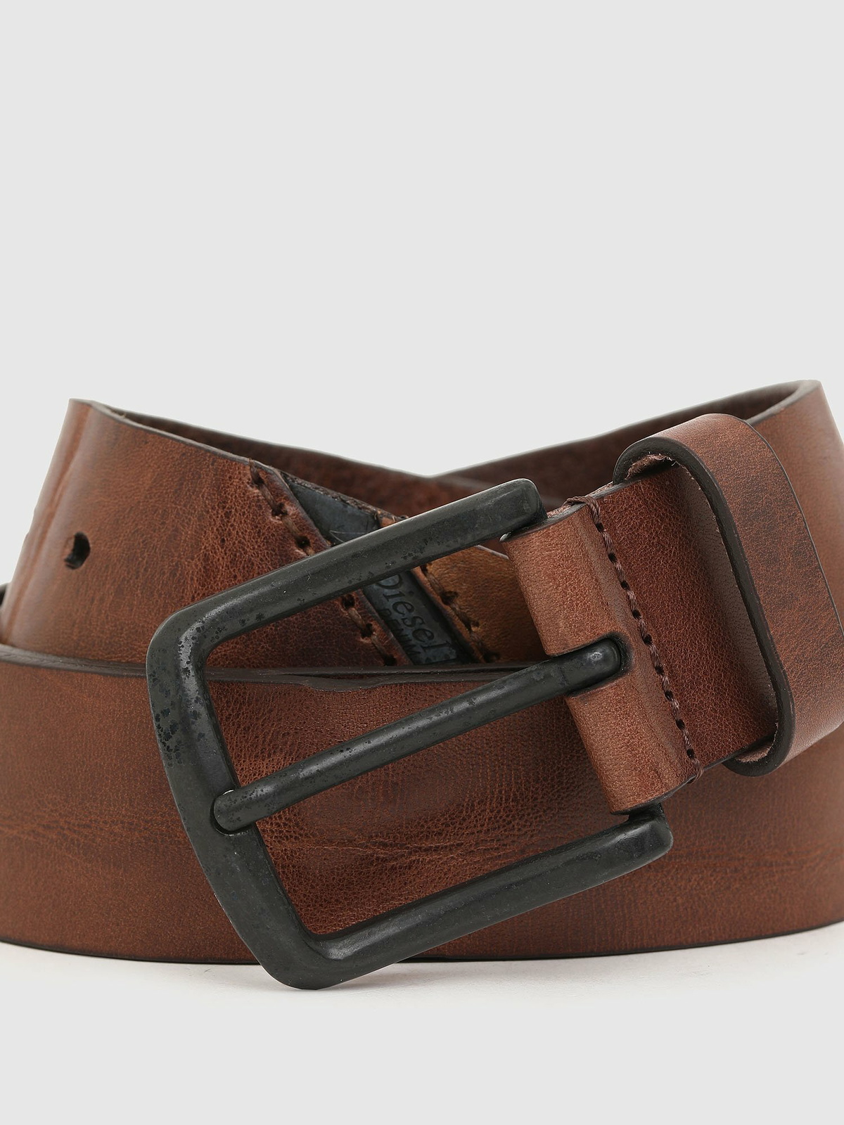 Diesel Treated leather belt with diesel logo - Belts Mens in Brown Diesel