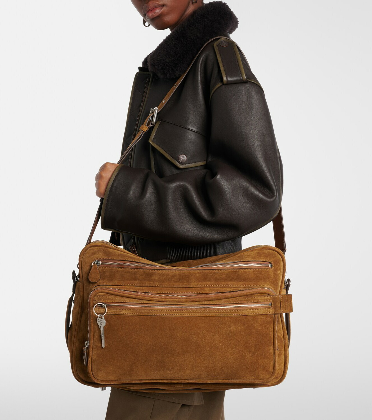 Acne Studios Camero Camera Large suede shoulder bag Acne Studios