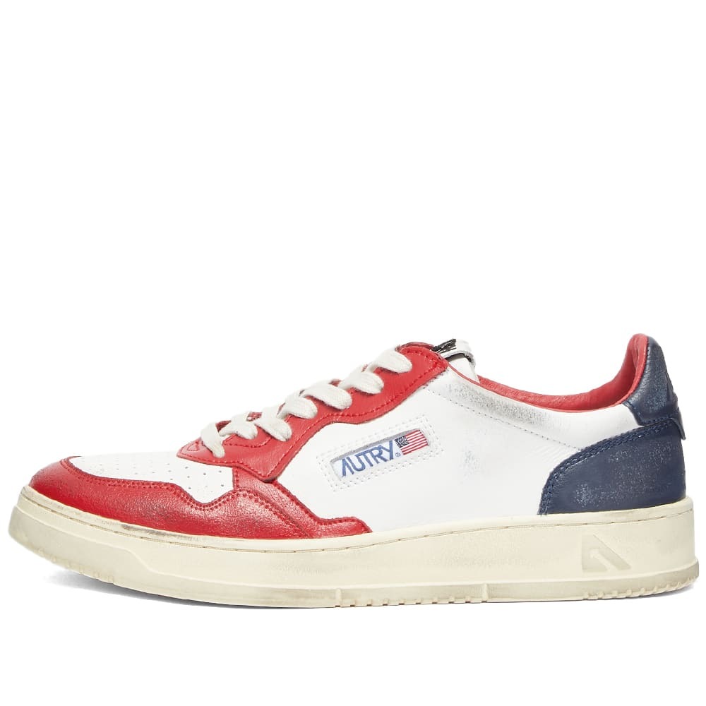 Autry Men's Super Vintage Low Sneakers in White/Blue/Red Autry