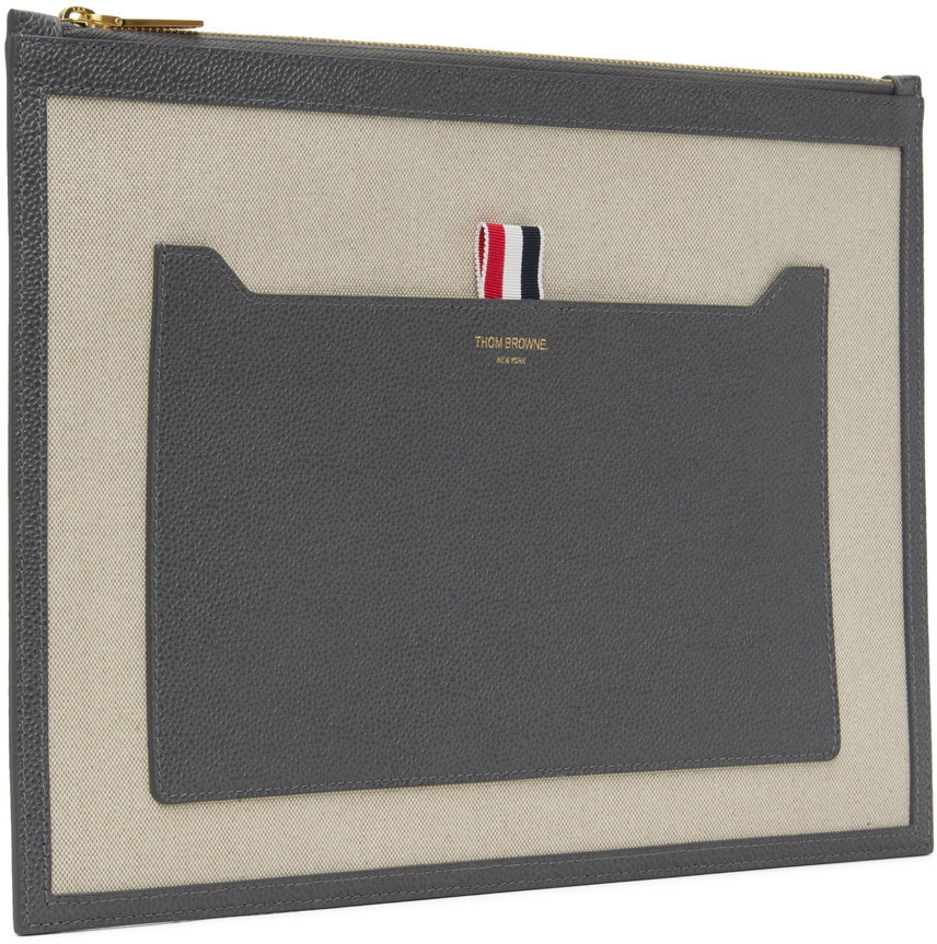 Thom Browne Gray Medium Two-Tone Document Holder Thom Browne