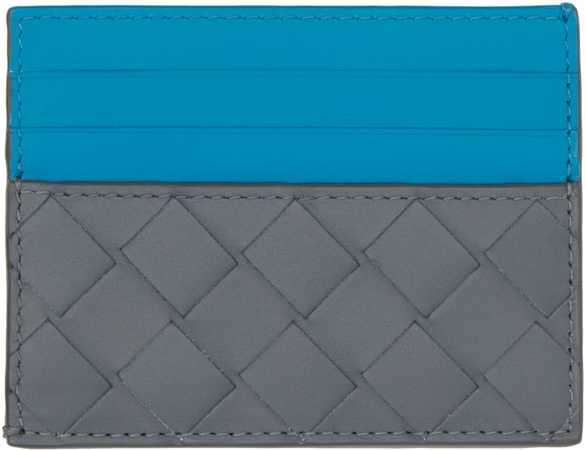 Bottega Veneta Gray & Blue Credit Card Holder Bottega Veneta