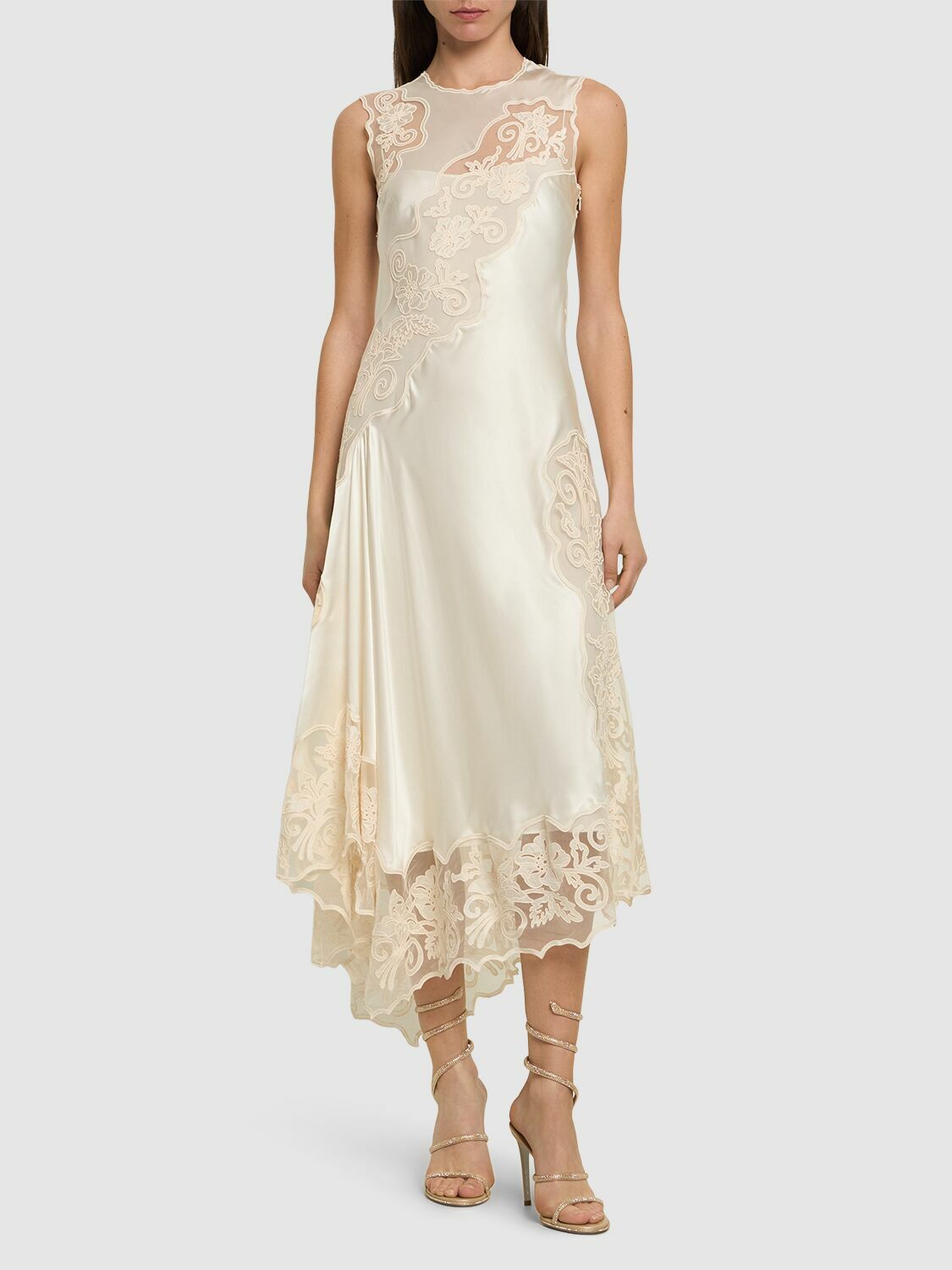 ULLA JOHNSON Kaia Silk & Lace Midi Dress Ulla Johnson