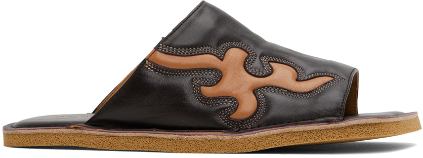 Dries Van Noten Brown Leather Slides Dries Van Noten