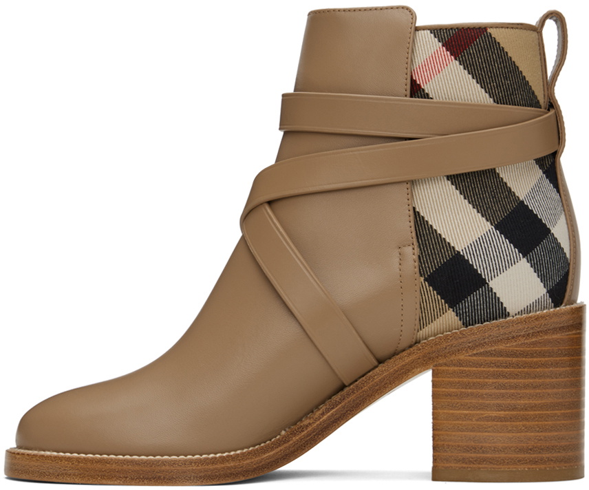 Burberry Taupe House Check Boots Burberry