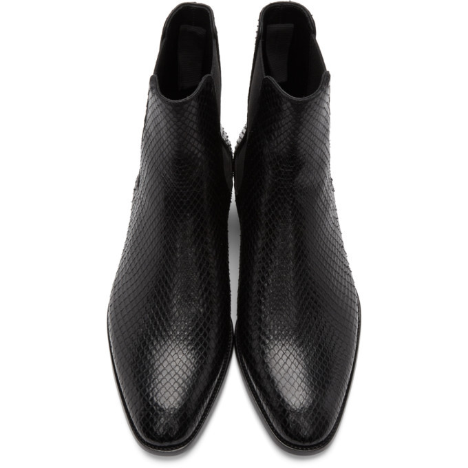 Saint Laurent Black Python Wyatt Chelsea Boots Saint Laurent