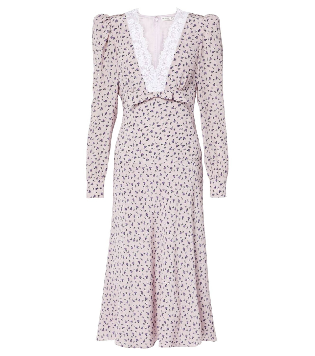 Alessandra Rich Floral lace-trimmed silk midi dress Alessandra Rich