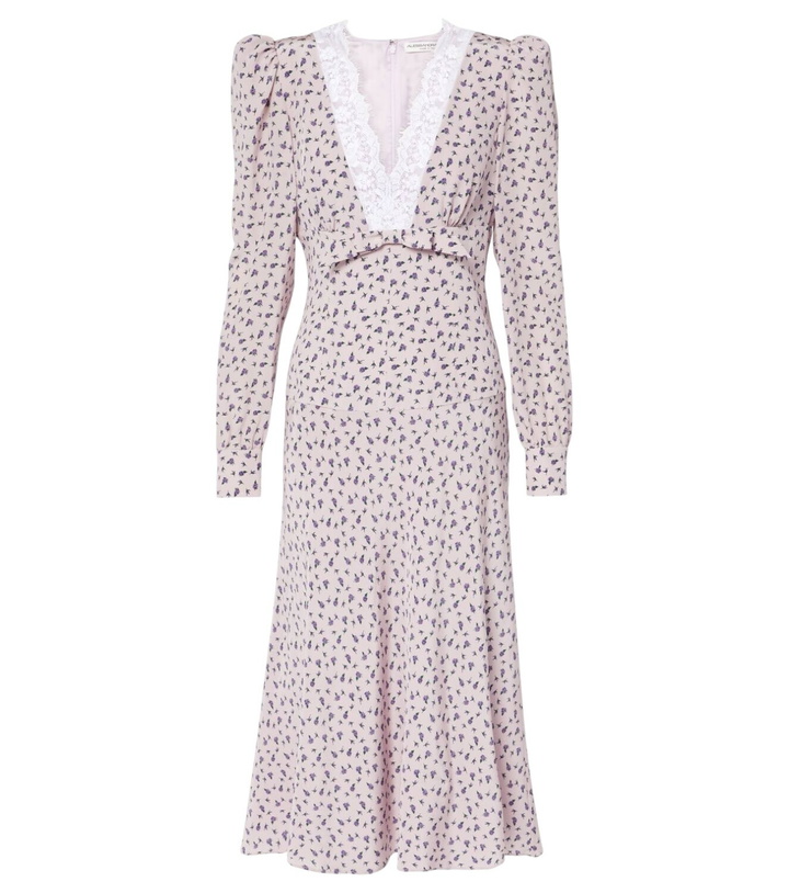 ALESSANDRA RICH - Volant Detail Silk Midi Dress Alessandra Rich