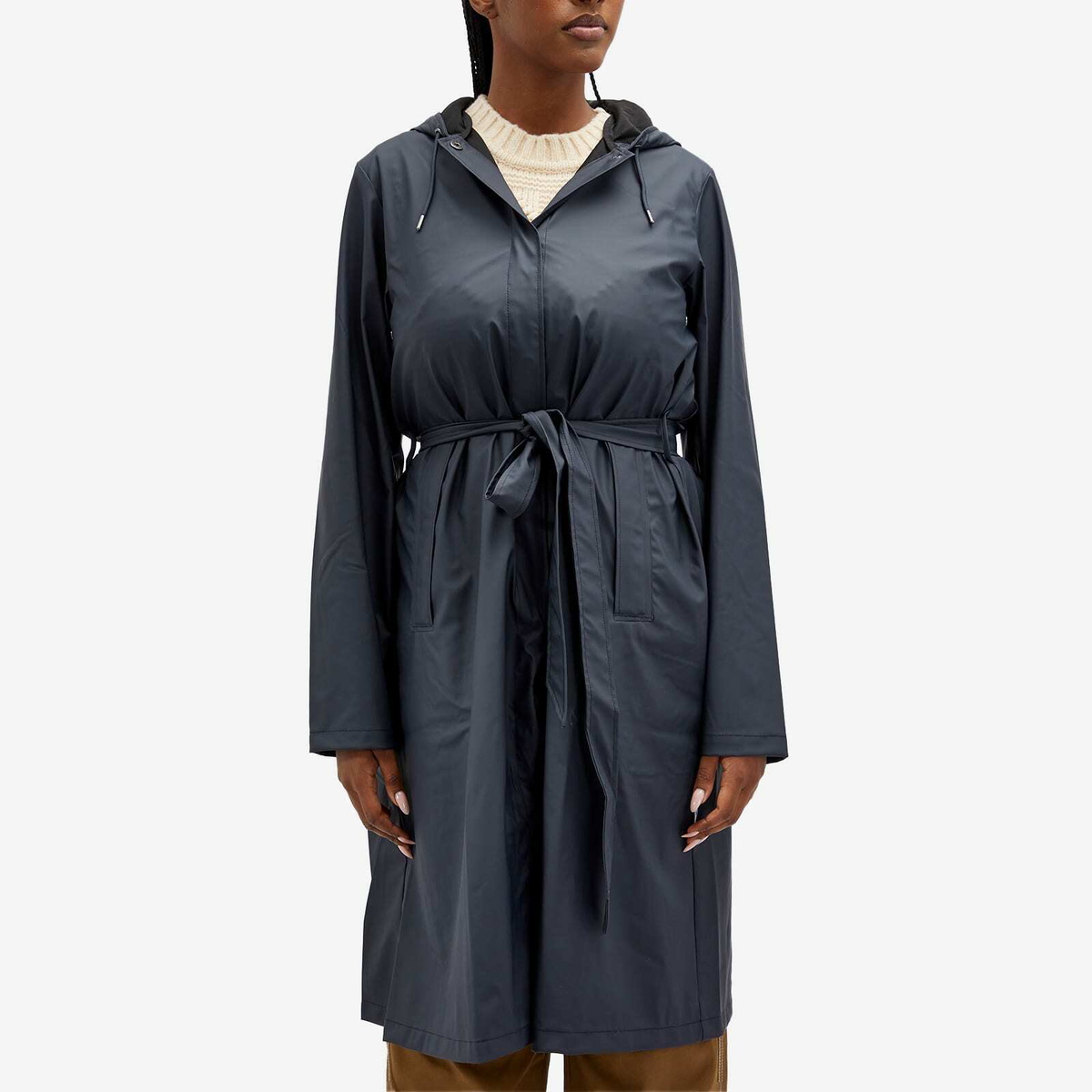 Rains Women's A-Line Long Rain Coat in Navy Rains