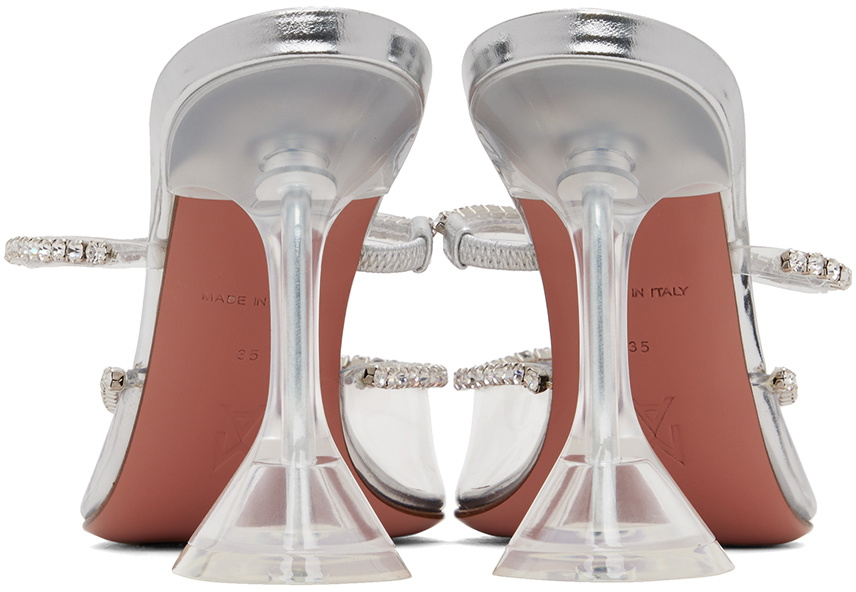 Amina Muaddi Silver Gilda Glass 95 Heels Amina Muaddi