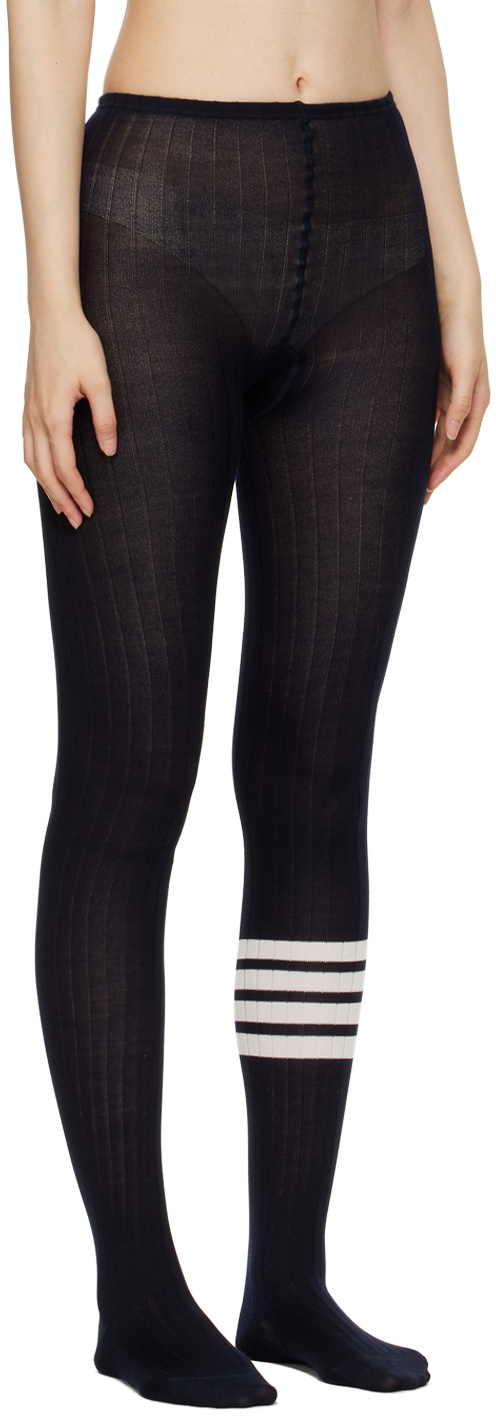 Thom Browne Navy 4-Bar Stripe Tights Thom Browne