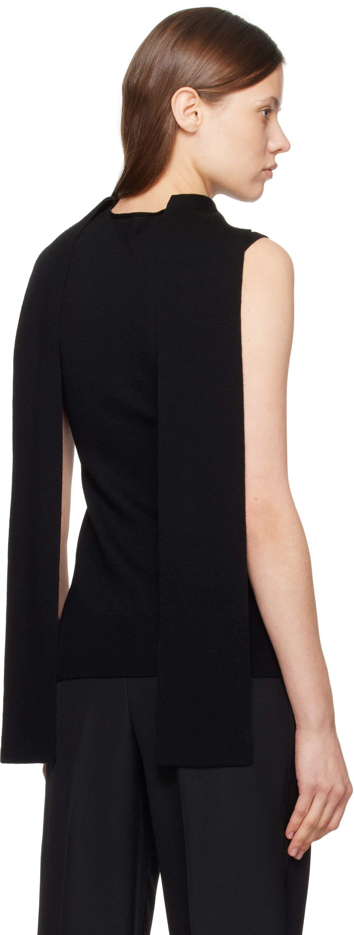 TOTEME Black Sleeveless Scarf Knit Tank Top Toteme