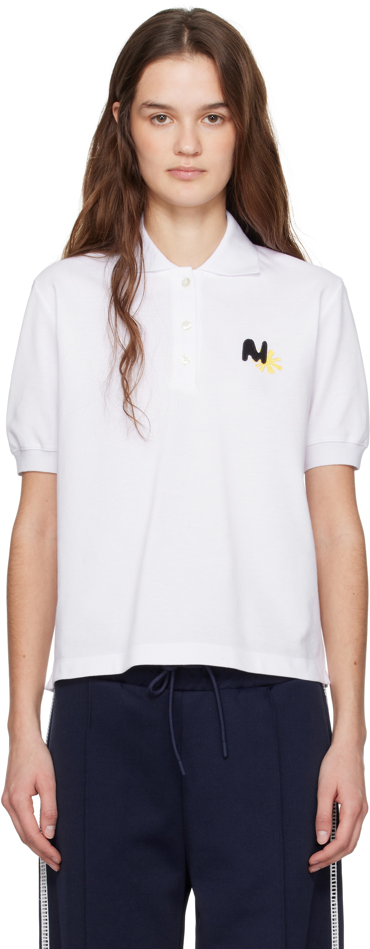 MSGM White Logo Patch Polo MSGM