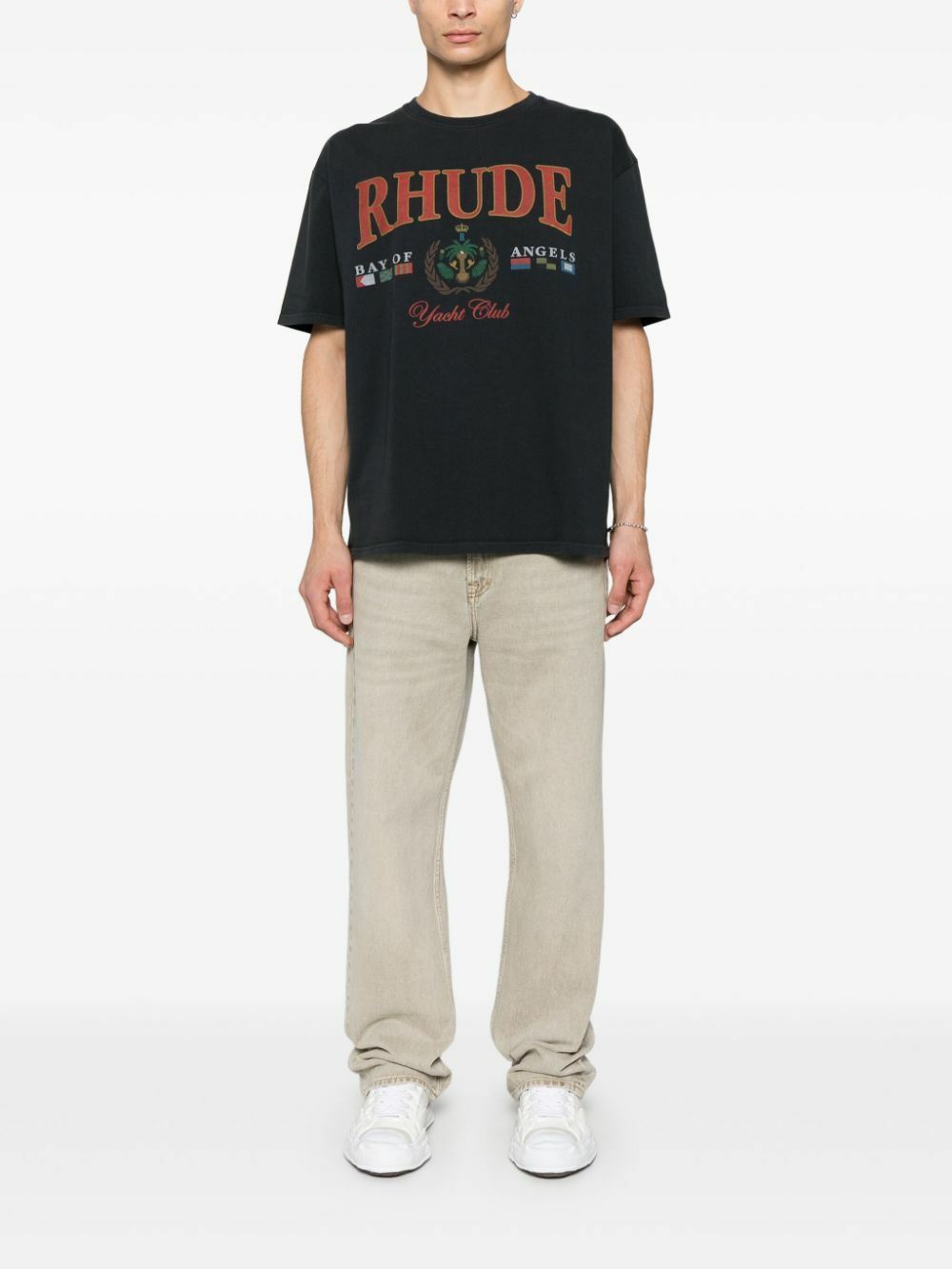 RHUDE Black Logo-Print T-Shirt Rhude