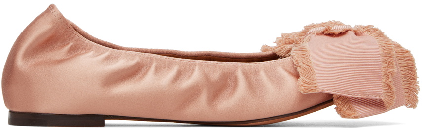 Lanvin Pink Satin Bow Ballerina Flats Lanvin
