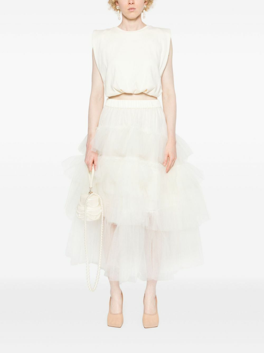 Simone Rocha White Ruffled Tiered Tulle Skirt Simone Rocha