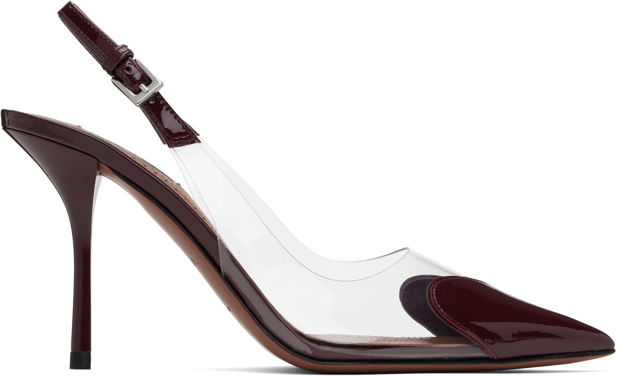 ALAÏA Burgundy 'Le Cœur' Slingback Heels ALAÏA