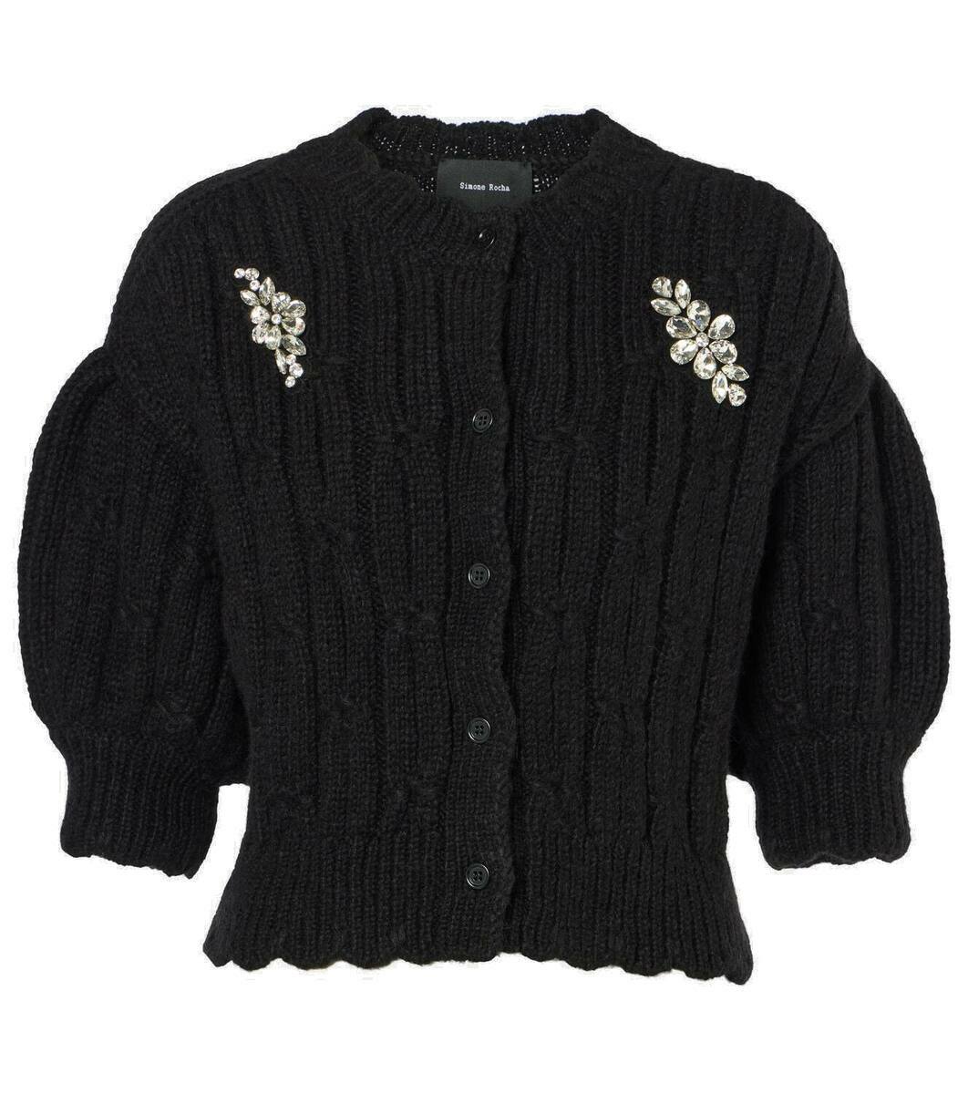 Simone Rocha Embellished cable-knit wool-blend cardigan Simone Rocha