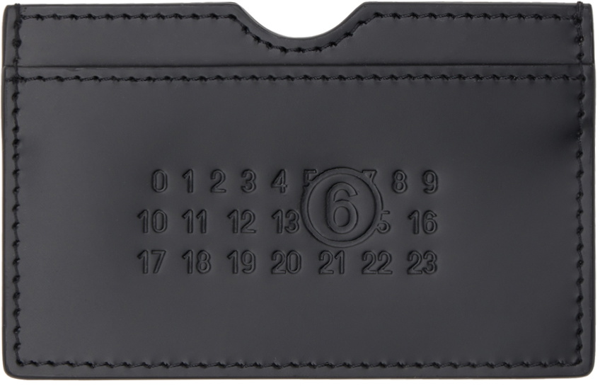 MM6 Maison Margiela Black Abrasivato Leather Card Holder MM6 Maison ...