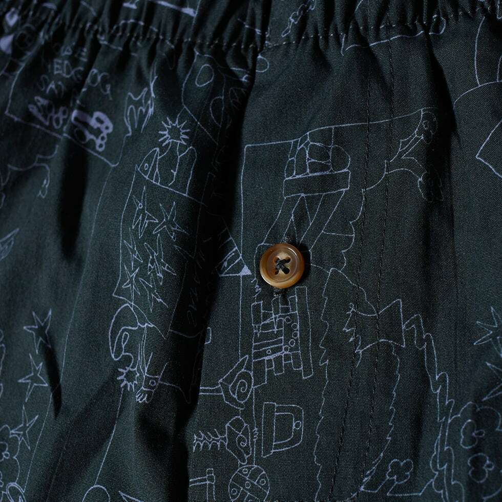 Brain Dead Men's Hedgehog Boxer Short in Forest Green Brain Dead