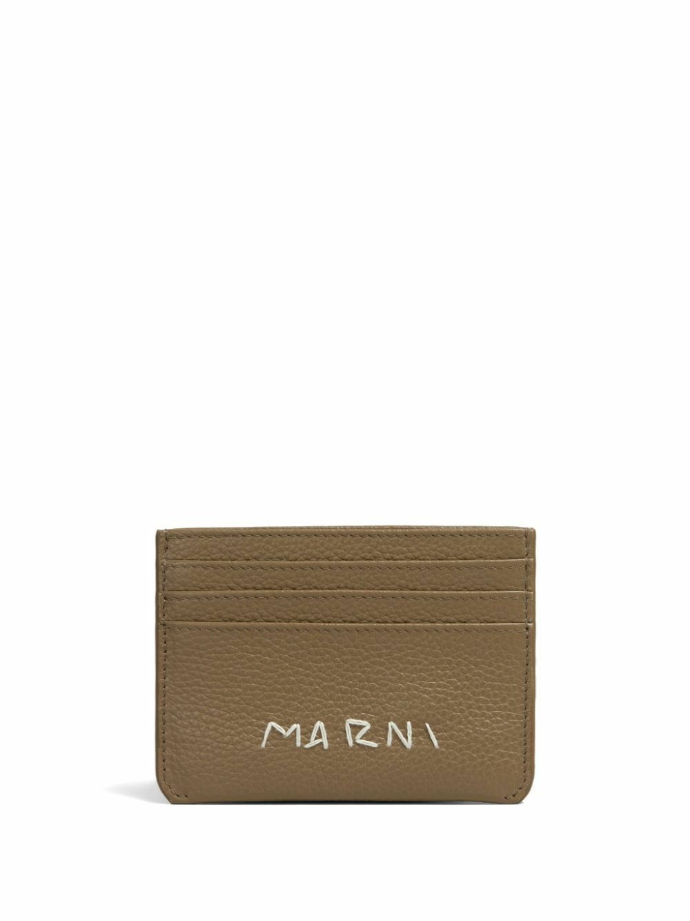 Marni Brown Logo-Embroidered Leather Card Holder Marni