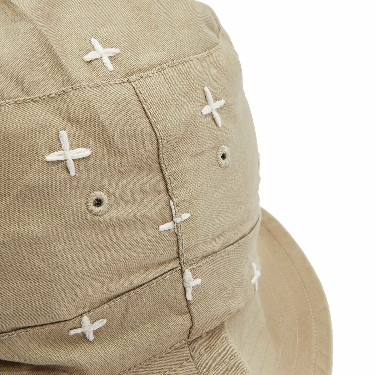 Universal Works Men's Stitched Twill Bucket Hat in Stone Universal Works